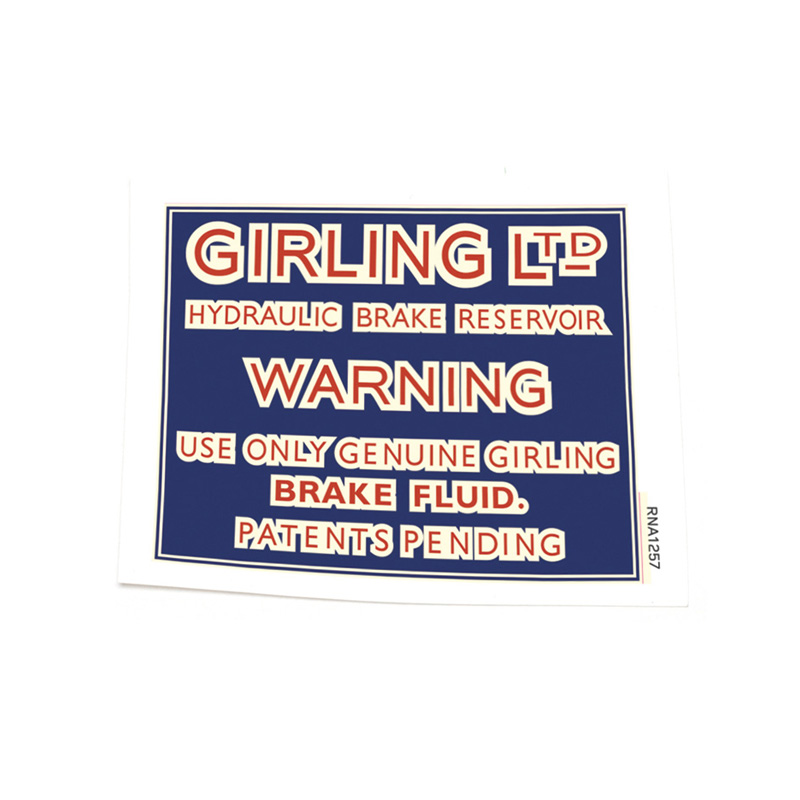Decal Girling Brake Fluid RNA1257 | Rovers North - Land Rover Parts and ...