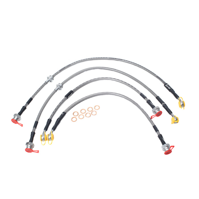 Stainless Steel Braided Brake Flex Line Set (+4") Discovery II 1999 ...